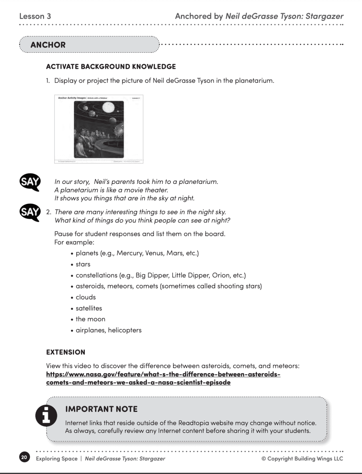 Readtopia Unit: Exploring Space Neil deGrasse Tyson: Stargazer